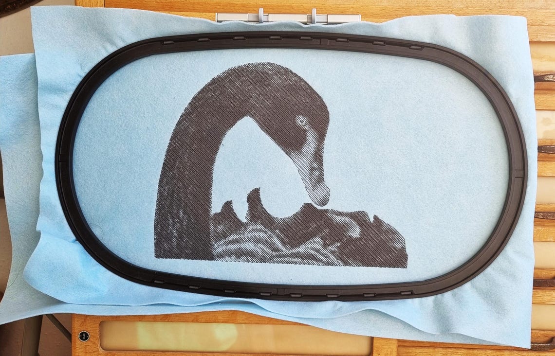 Patch Black Swan Bird Machine Embroidery Large Embroidered Patch for ...