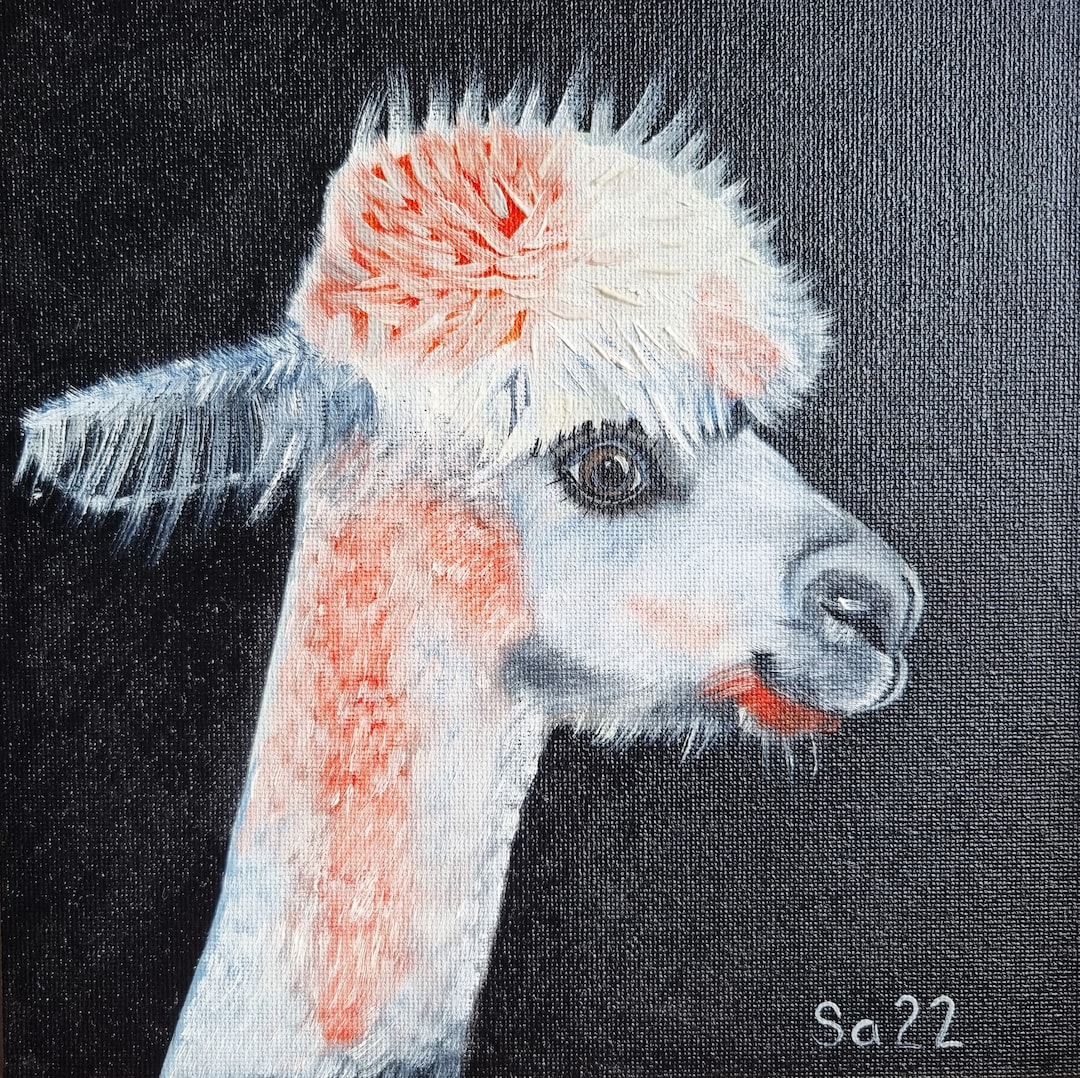 Lama Oil Painting Original Hand-painted Llama Lover Animal Portrait ...