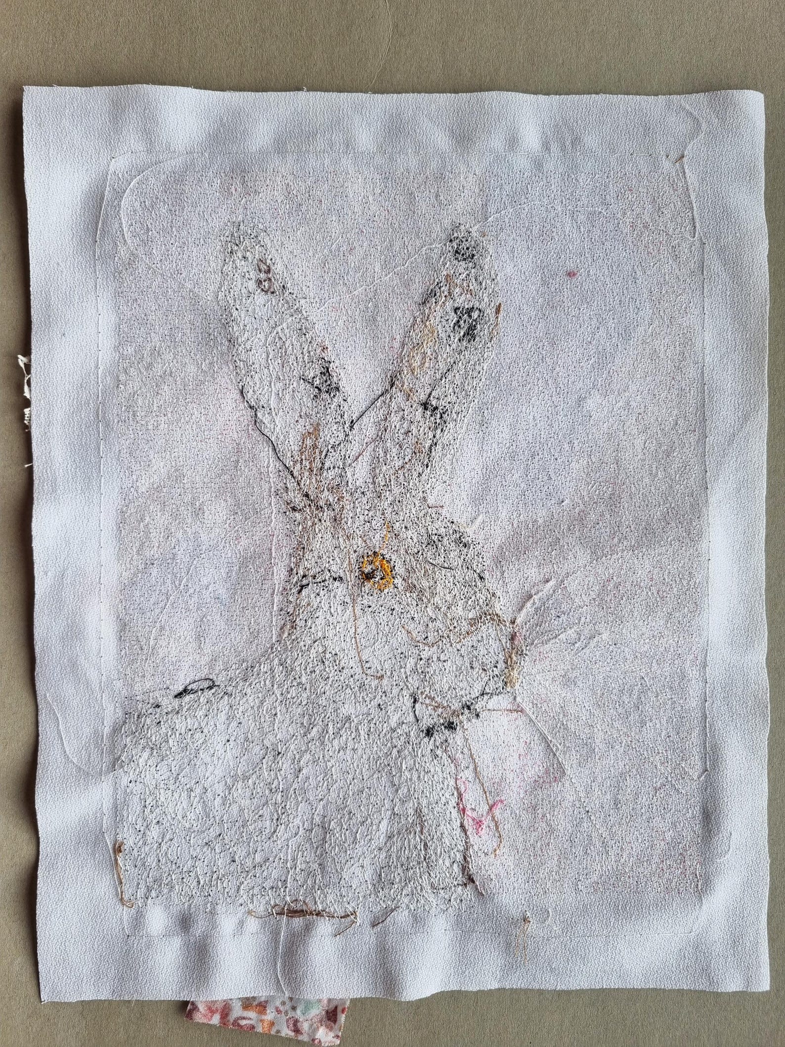 Patch Rabbit Textile Art Collage Recycled Lace Upcycling Fabric Art ...