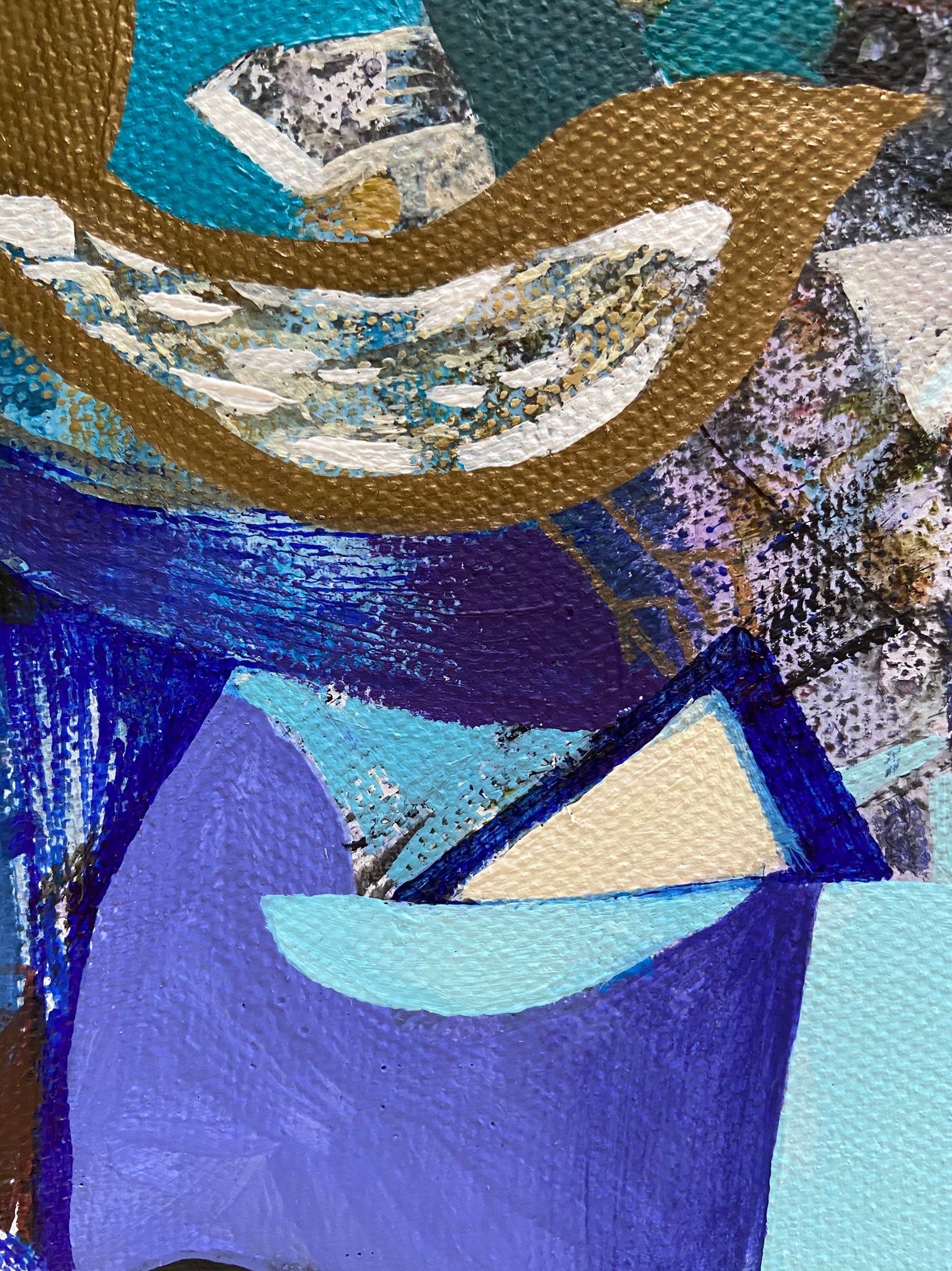 Cubism Birds Painting on Canvas Blue Beige Modern Abstract | Etsy