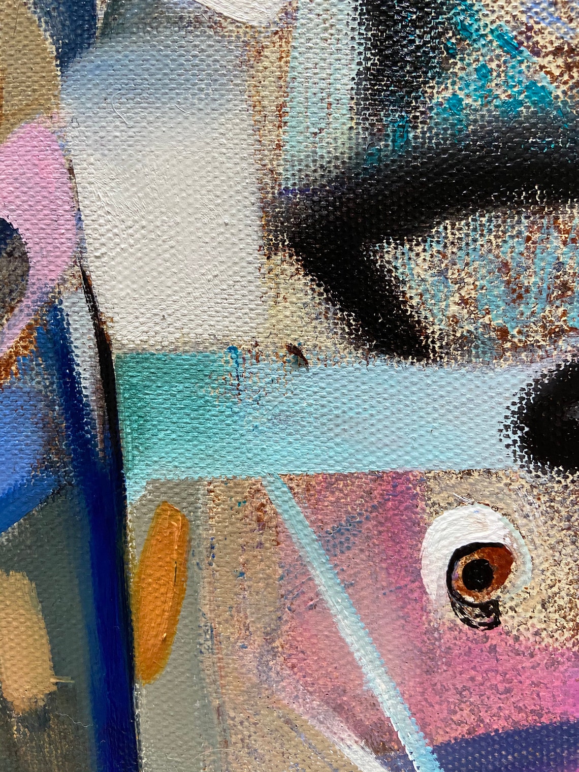 Cubism fish oil painting on canvas Small abstract art Purple | Etsy