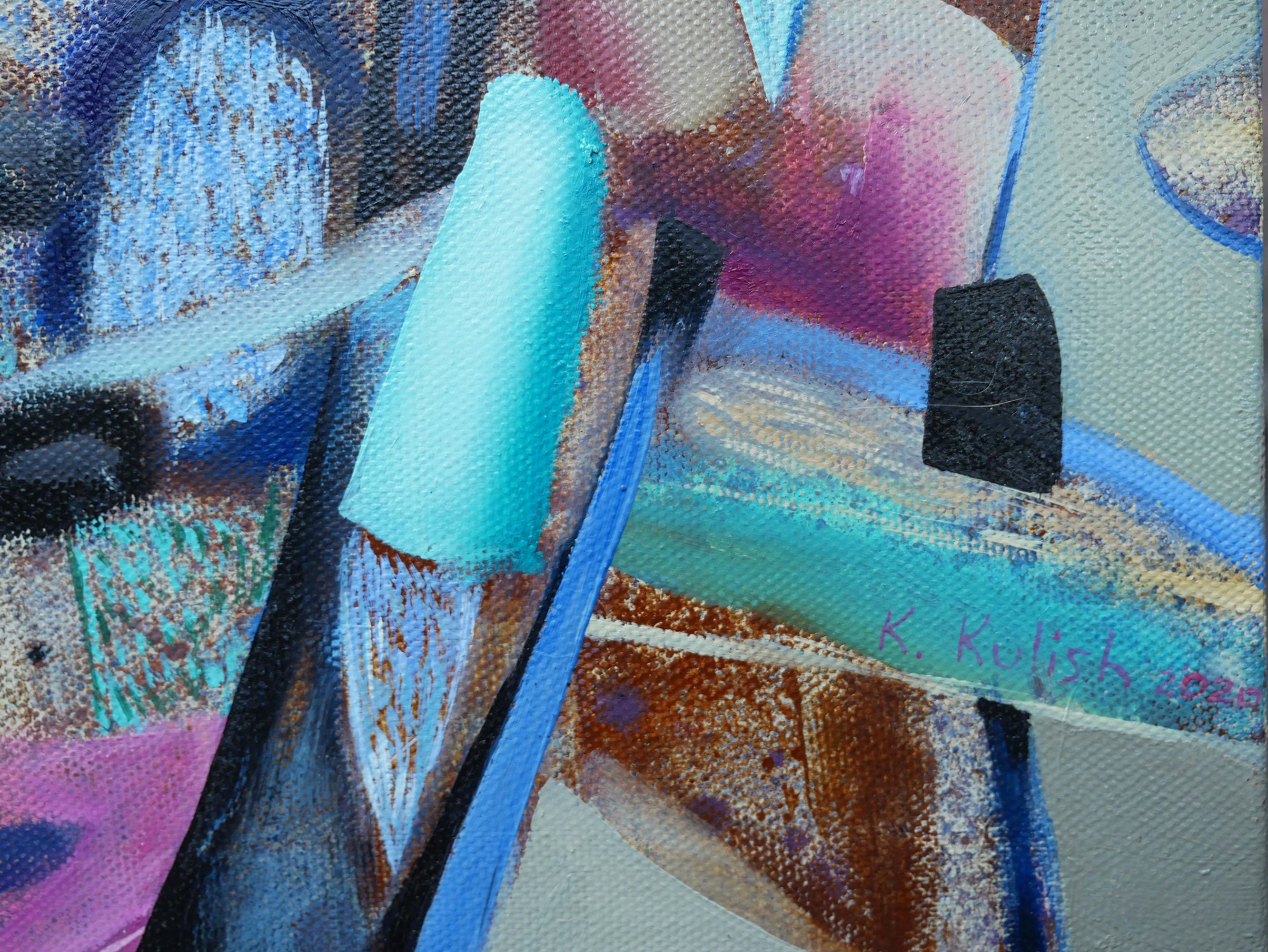 Cubism Fish Oil Painting on Canvas Small Abstract Art Purple - Etsy