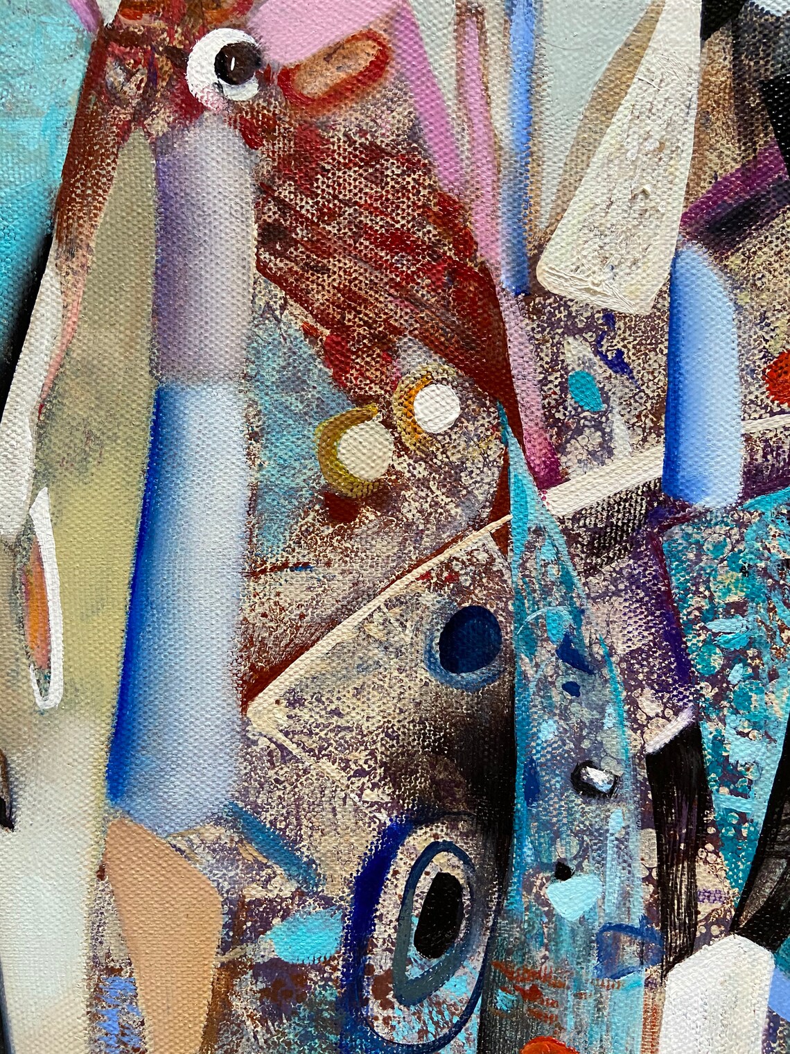 Cubism Fish Oil Painting on Canvas Small Abstract Art Purple | Etsy