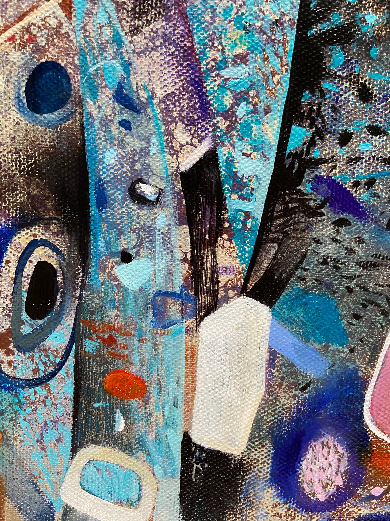 Cubism Fish Oil Painting on Canvas Small Abstract Art Purple | Etsy