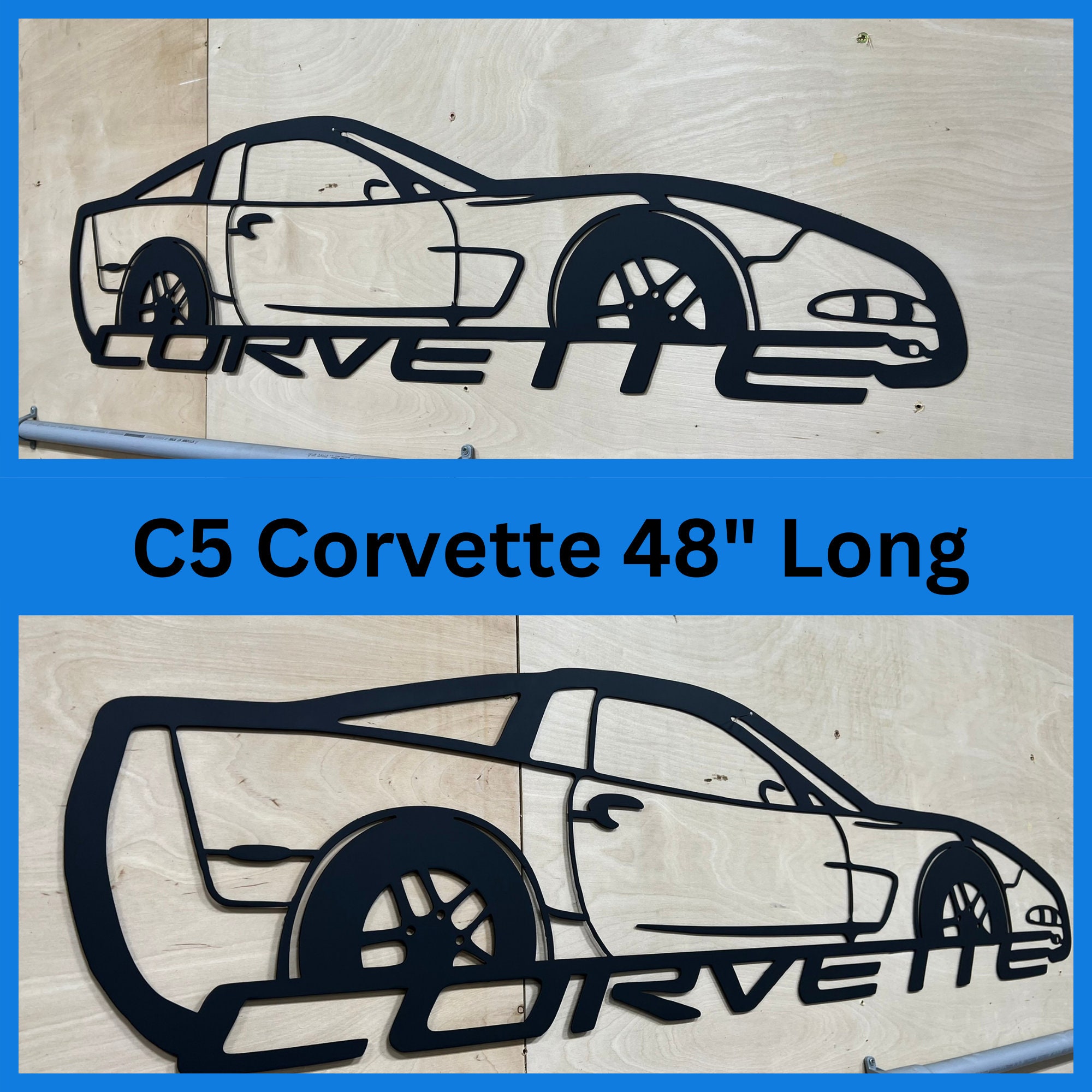 Metal C5 Corvette Wall Art - Silhouette Corvette for Garage or Man Cave ...