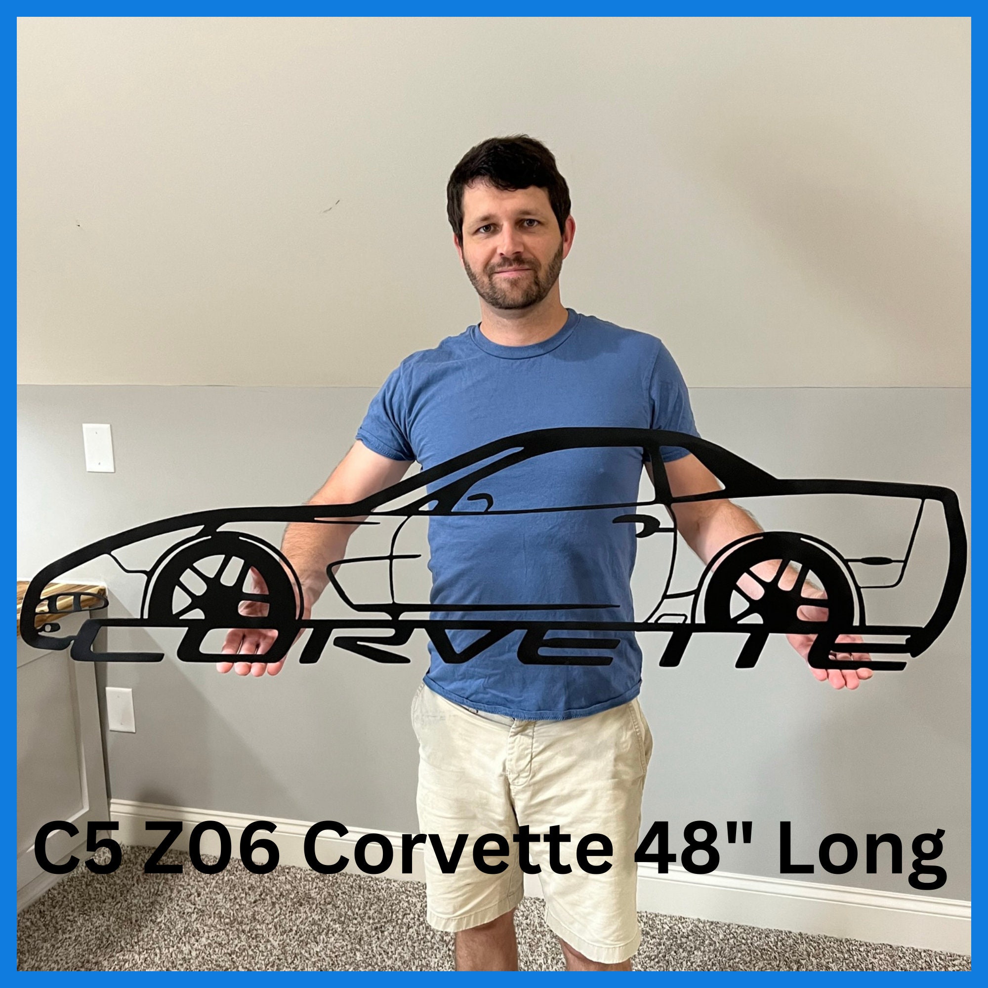 Metal C5 Corvette Wall Art - Silhouette Corvette for Garage or Man Cave ...