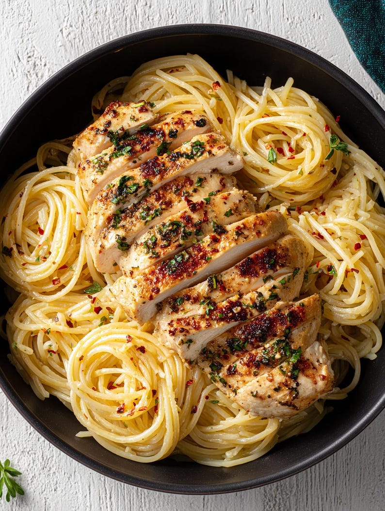 Garlic Butter Chicken Pasta | Printable Recipe Card PDF | Quick ...