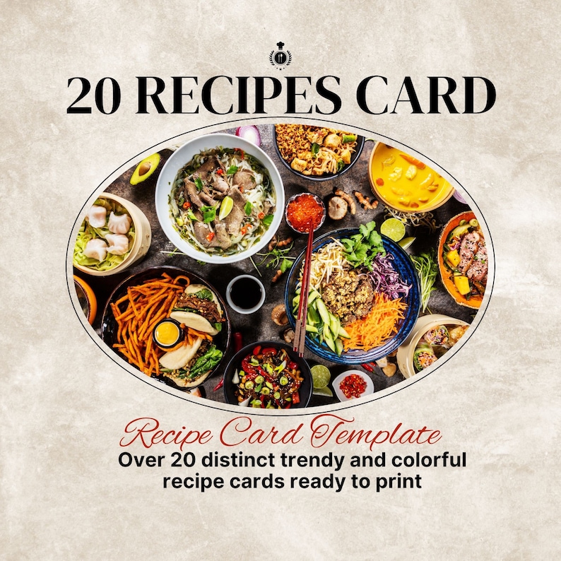 20 Digital Recipe Card Colorful Template, Instant Download (printable ...