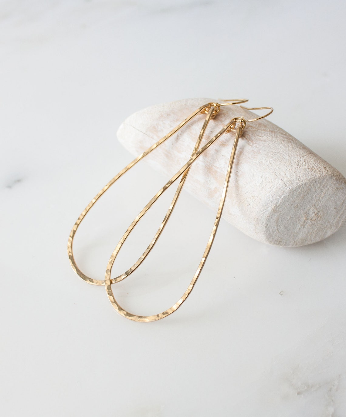 Long Gold Teardrop Hoops 2.5 Large 14k Gold Filled - Etsy