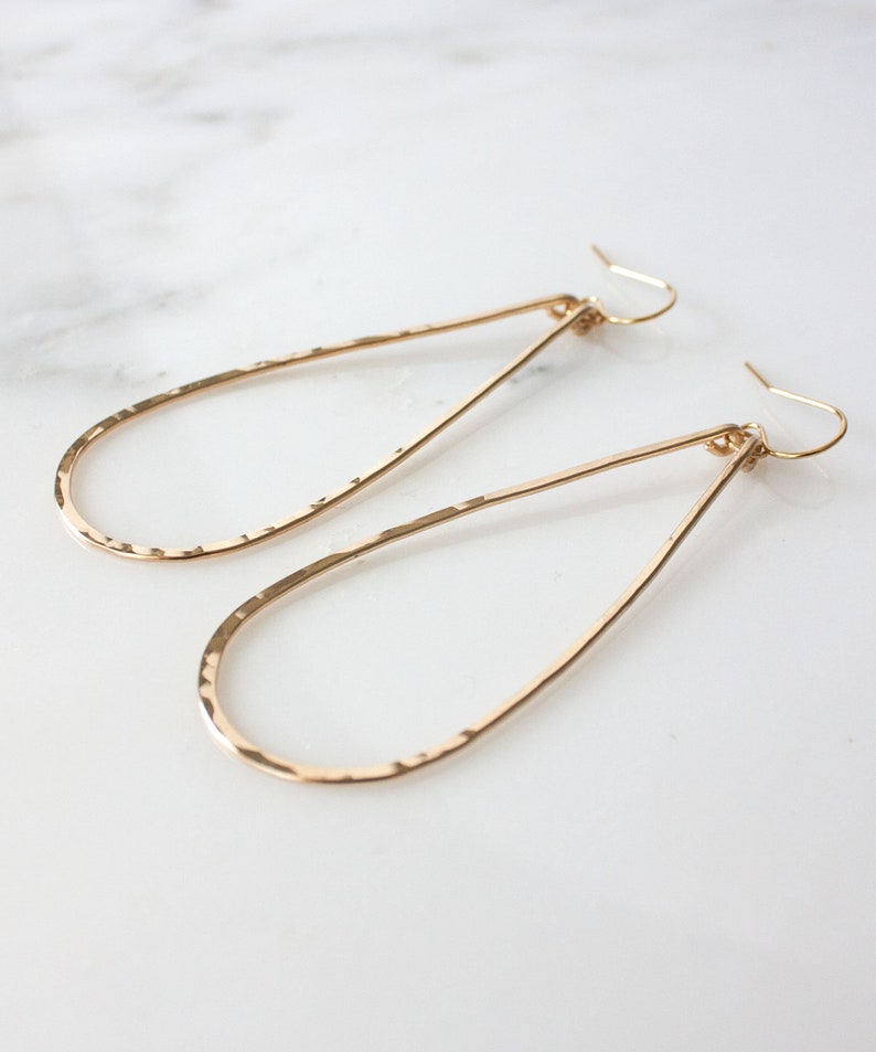 Long Gold Teardrop Hoops 2.5 Large 14k Gold Filled - Etsy