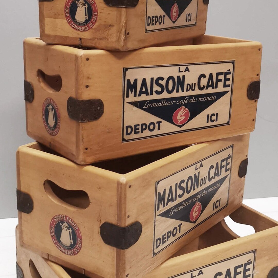 Masion Du Cafe Vintage Box Wooden French Coffee Advertising Crate - Etsy UK