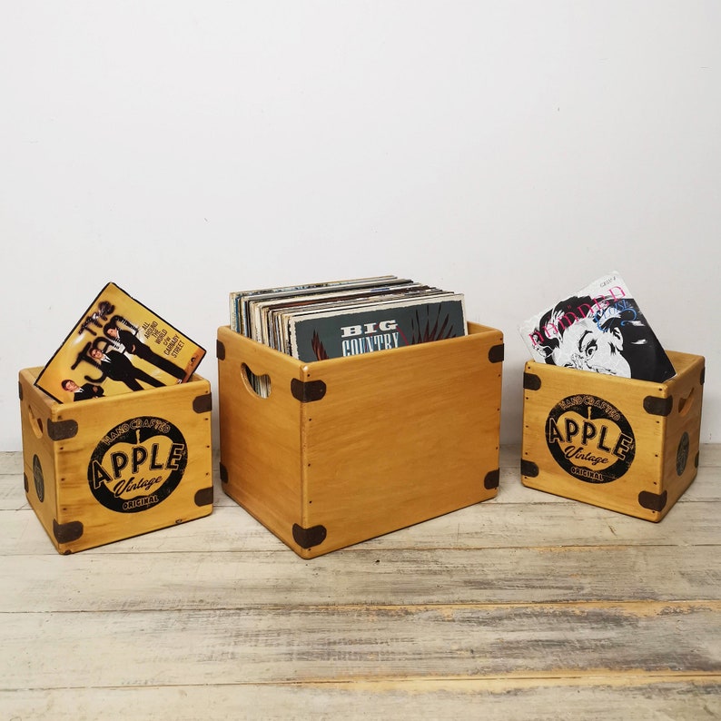 Retro Record Box Handcrafted Vintage Style Vinyl Crate | Etsy