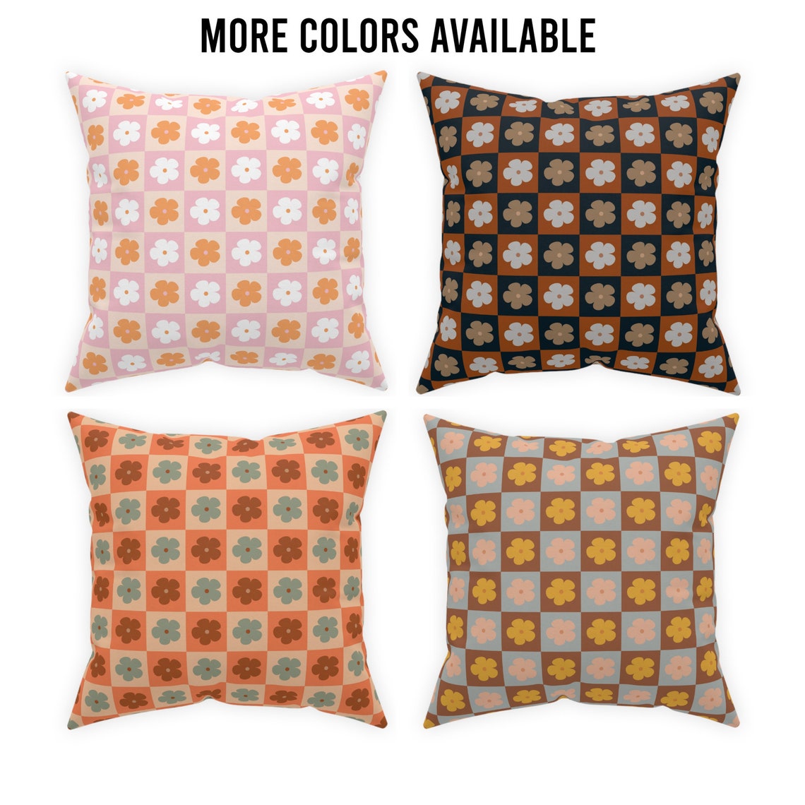 Retro Daisy Checkered Seamless Floral Boho Procreate Pattern for Fabric ...