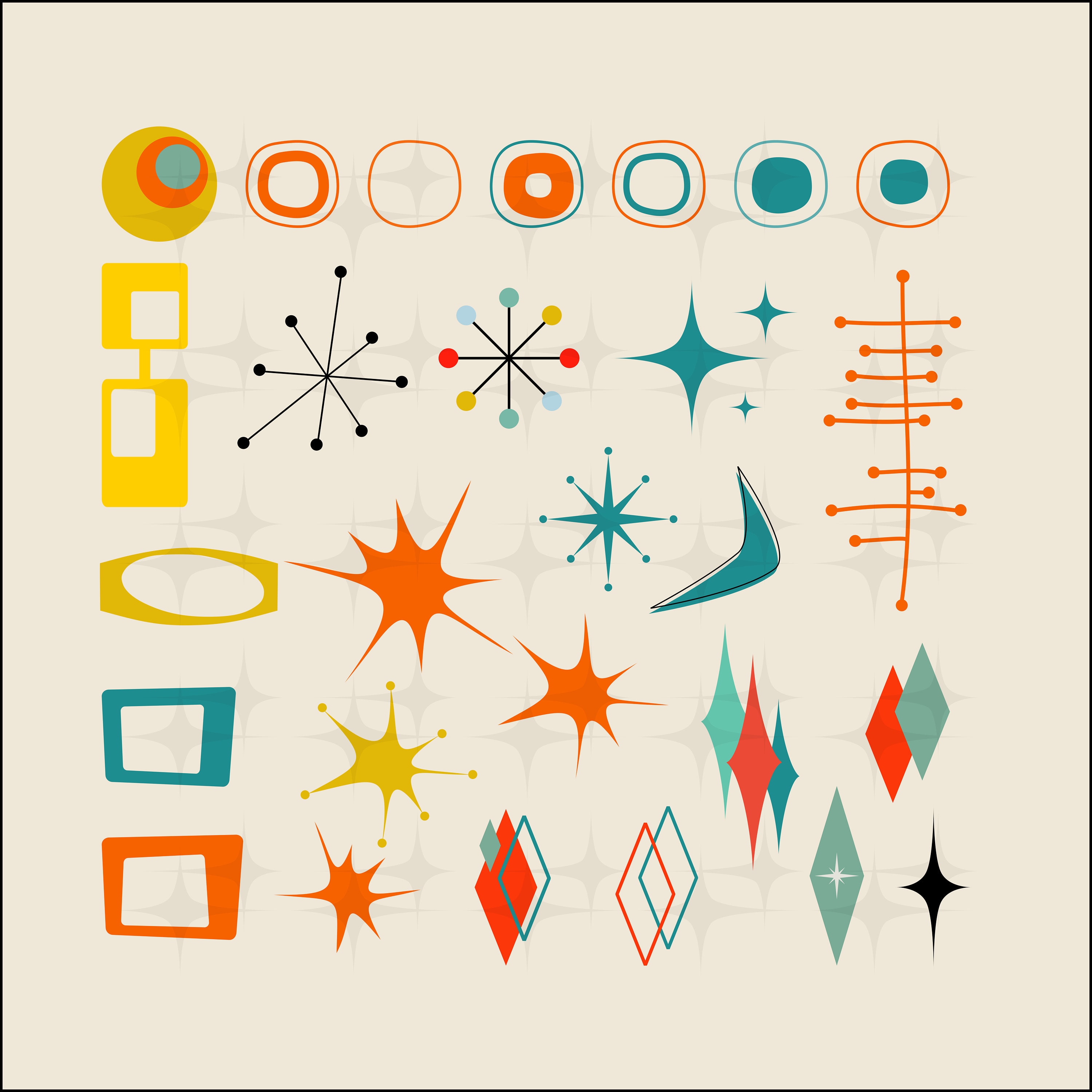 Mid Century Modern SVG Bundle Clip Art Retro MCM Starburst PNG Cricut ...
