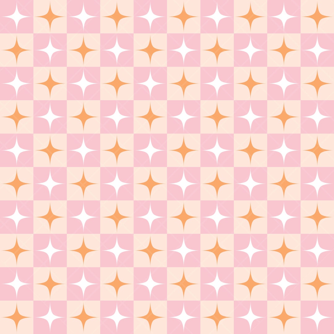 Retro Pink Checkered Star Seamless Pattern (PNG Digital Download) - Etsy