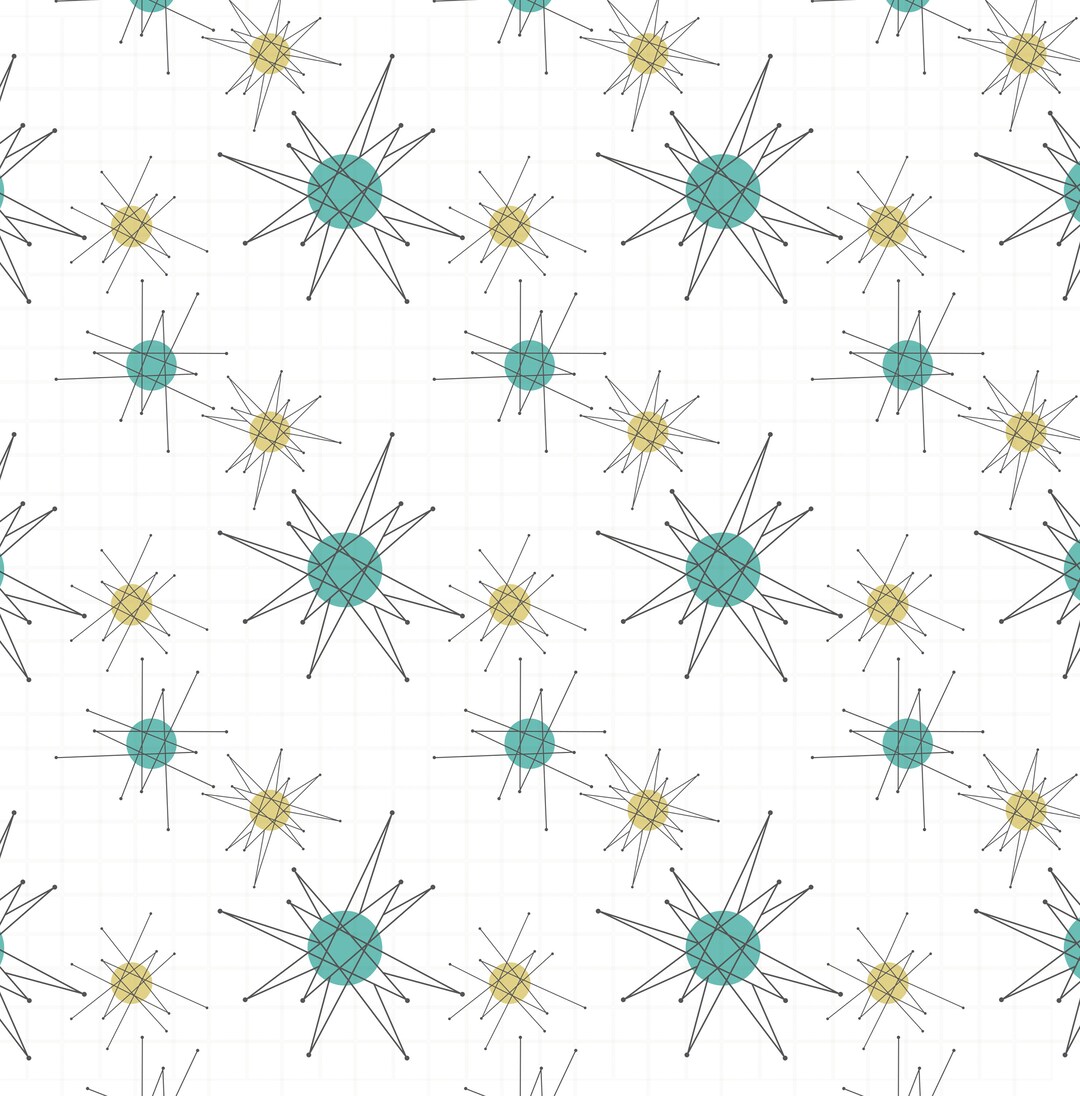 Retro Franciscan Atomic Starburst Space Age Seamless Pattern Mid ...