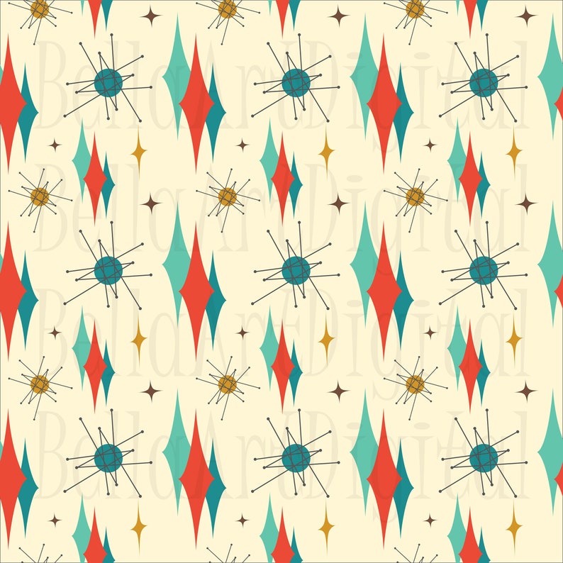 Franciscan Starburst Seamless Pattern Mid Century Modern Retro Atomic ...