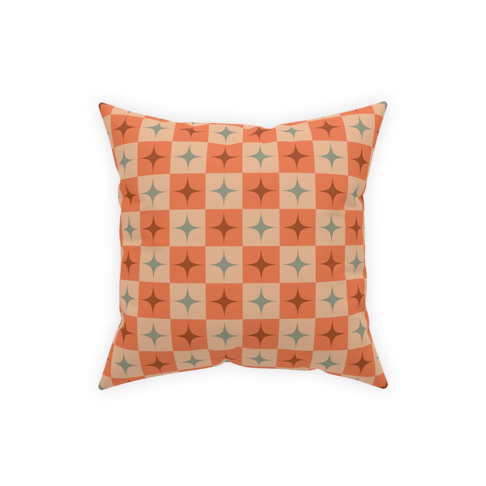 Retro Checkered Seamless Mid Century Modern Procreate Pattern for Fabric Sublimation PNG Orange ...