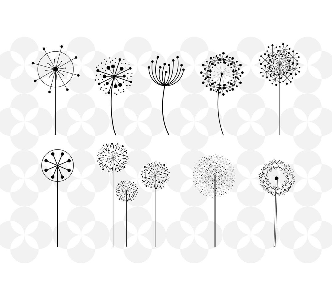 Dandelion SVG Bundle Vector PNG Clipart Abstract Atomic Flower Laser ...