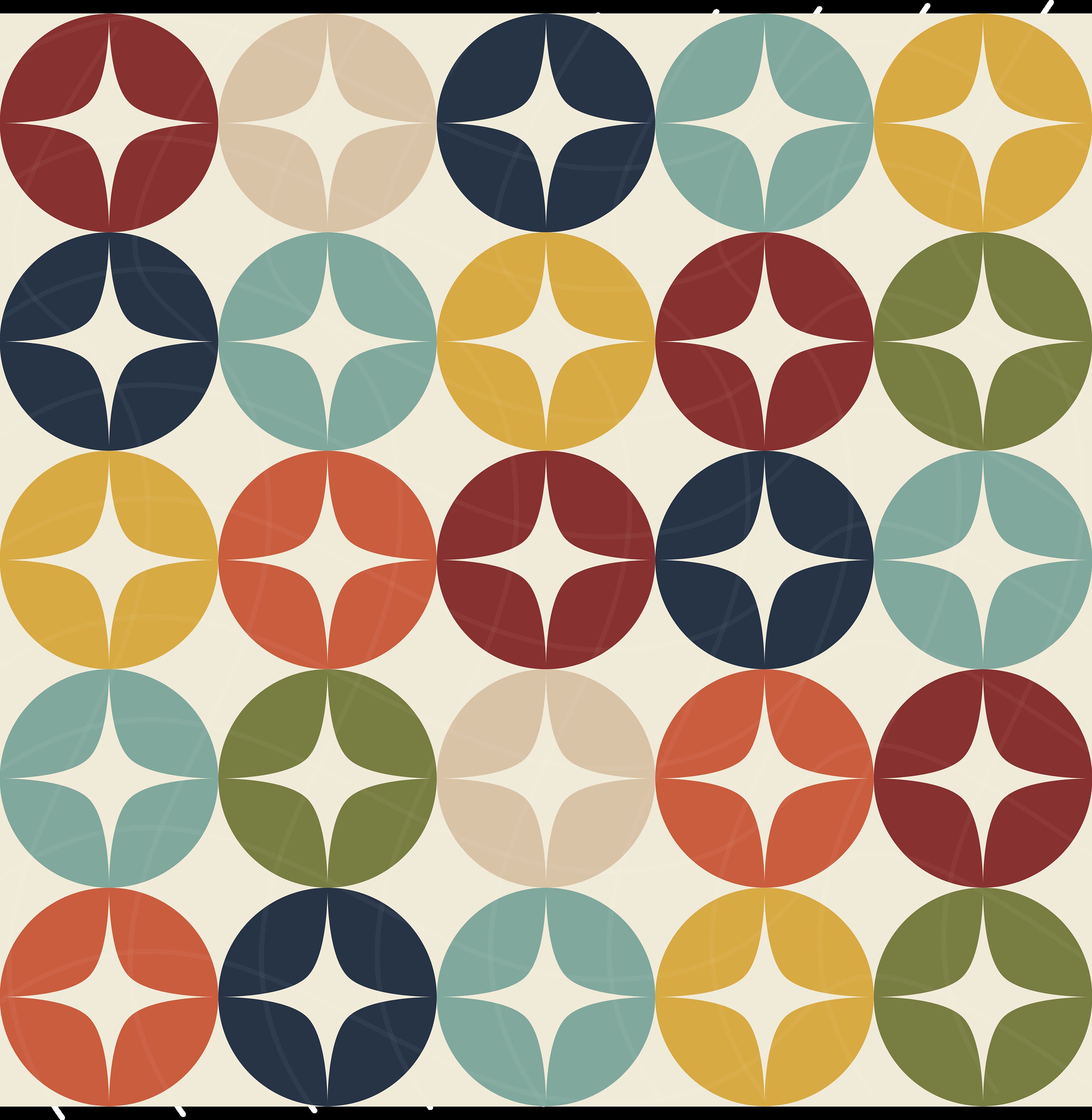 Seamless Pattern Mid Century Modern Multicolor Retro Background Atomic ...