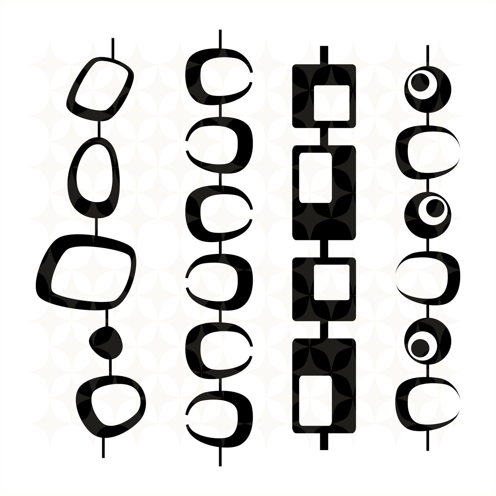 Mid Century Modern Geometric Chain Wall Decal Retro MCM Decor SVG ...