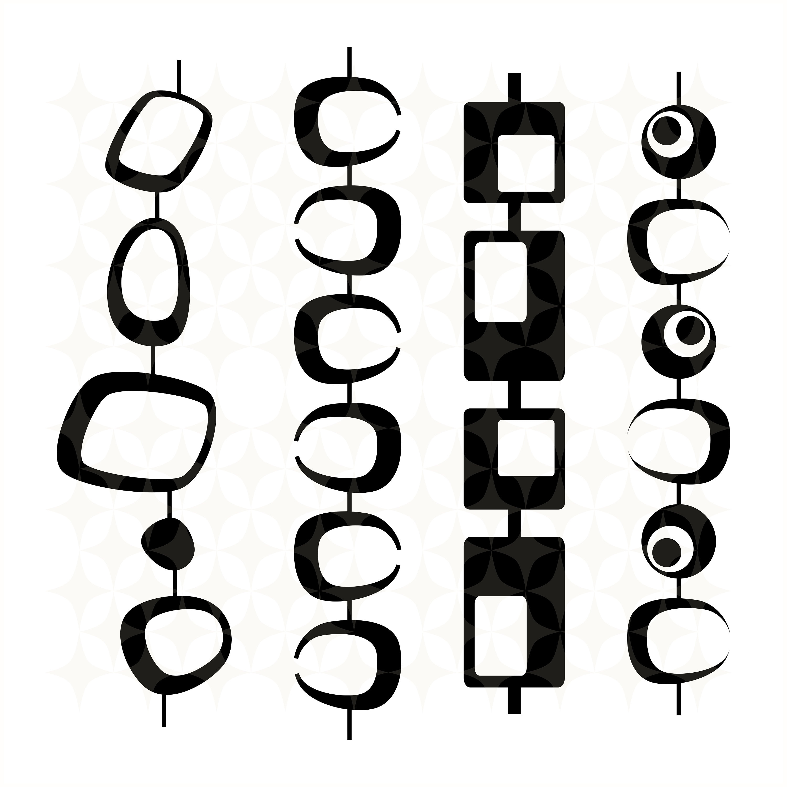 Mid Century Modern Geometric Chain Wall Decal Retro MCM Decor SVG ...