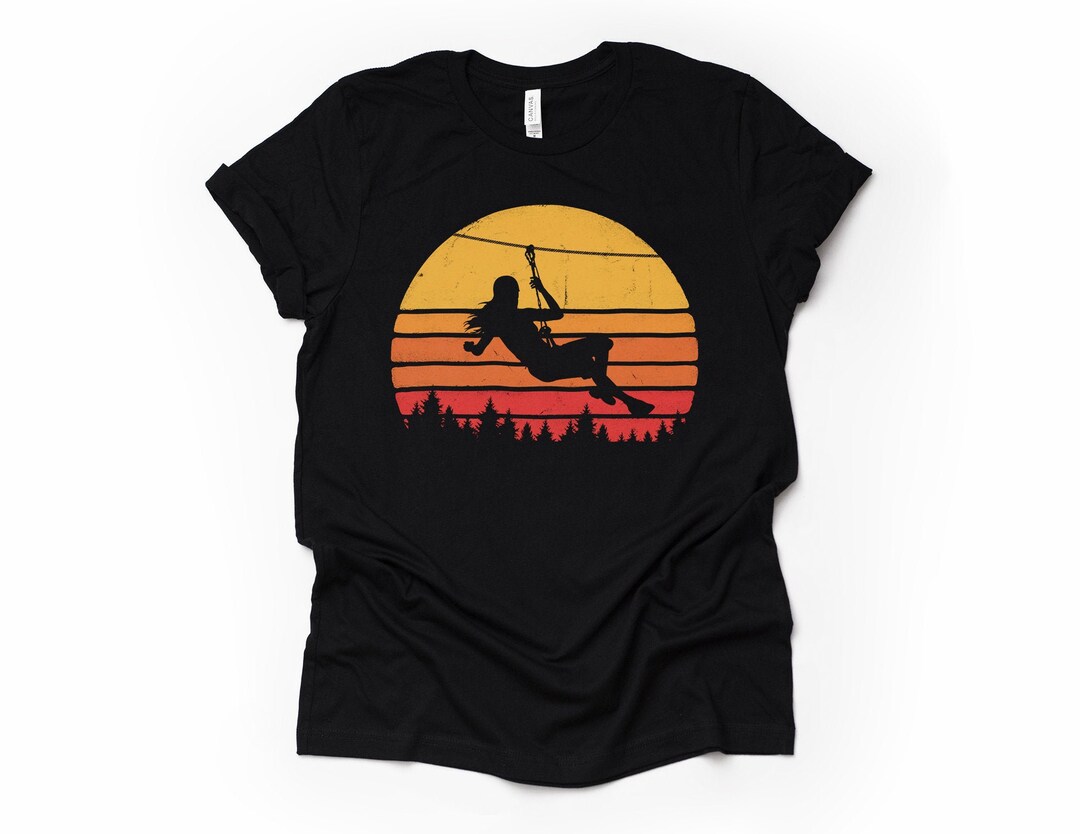 Zipline Girl T-shirt Zipline Birthday Gift Ziplining Lover Retro Zip ...