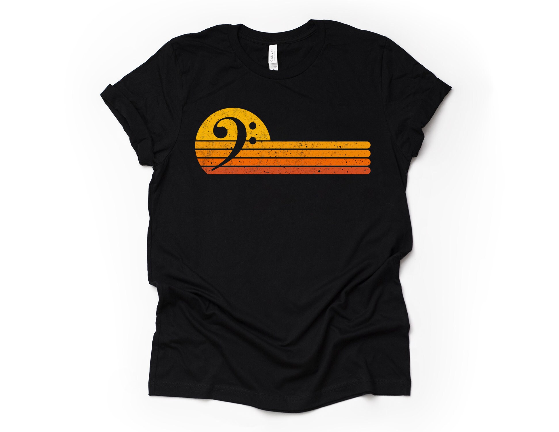 Retro Bass Clef T-shirt Unisex Creative Vintage Music Lover Musician ...