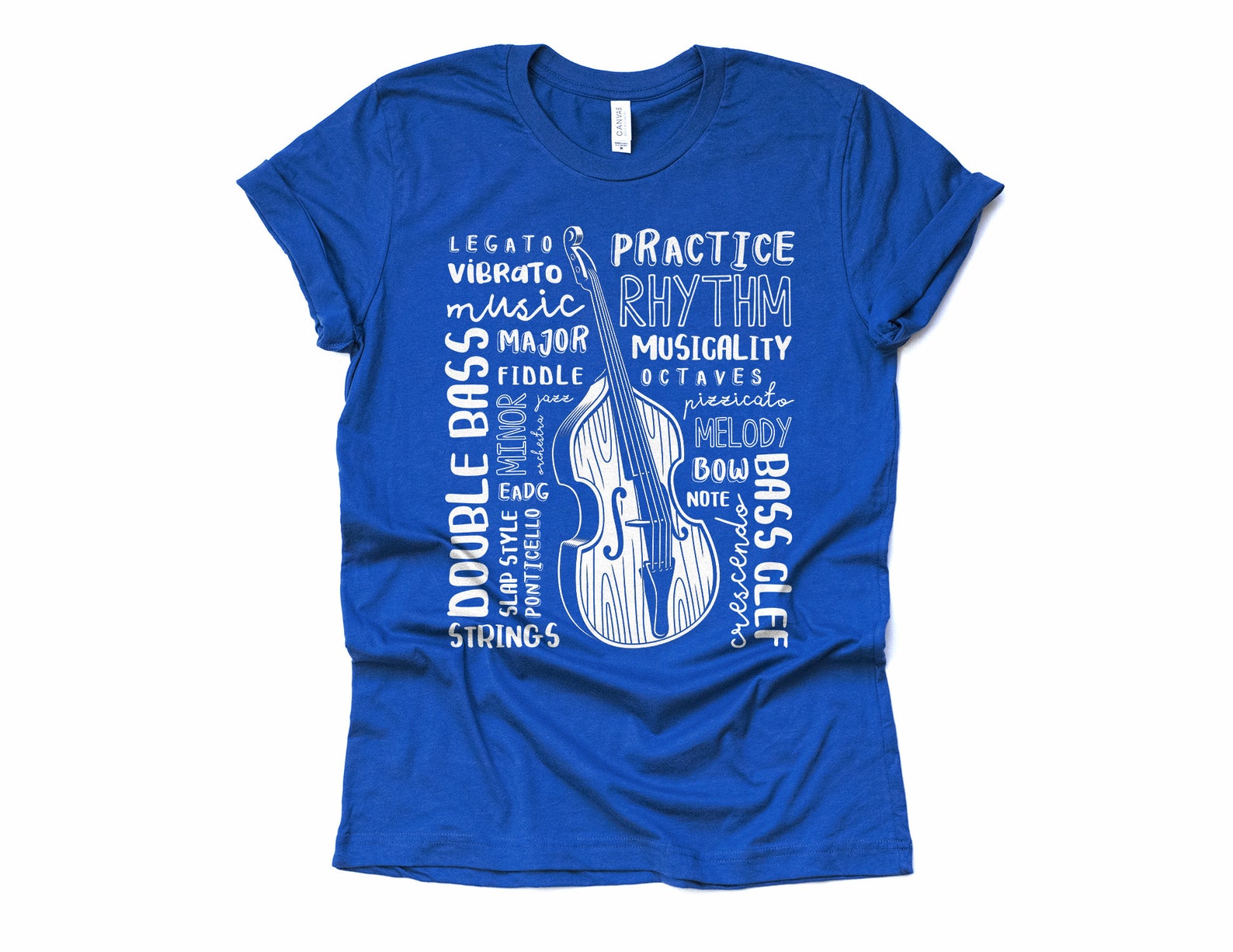 Unisex Double Bass Word Cloud Shirt, Upright Bass Art Tshirt ...