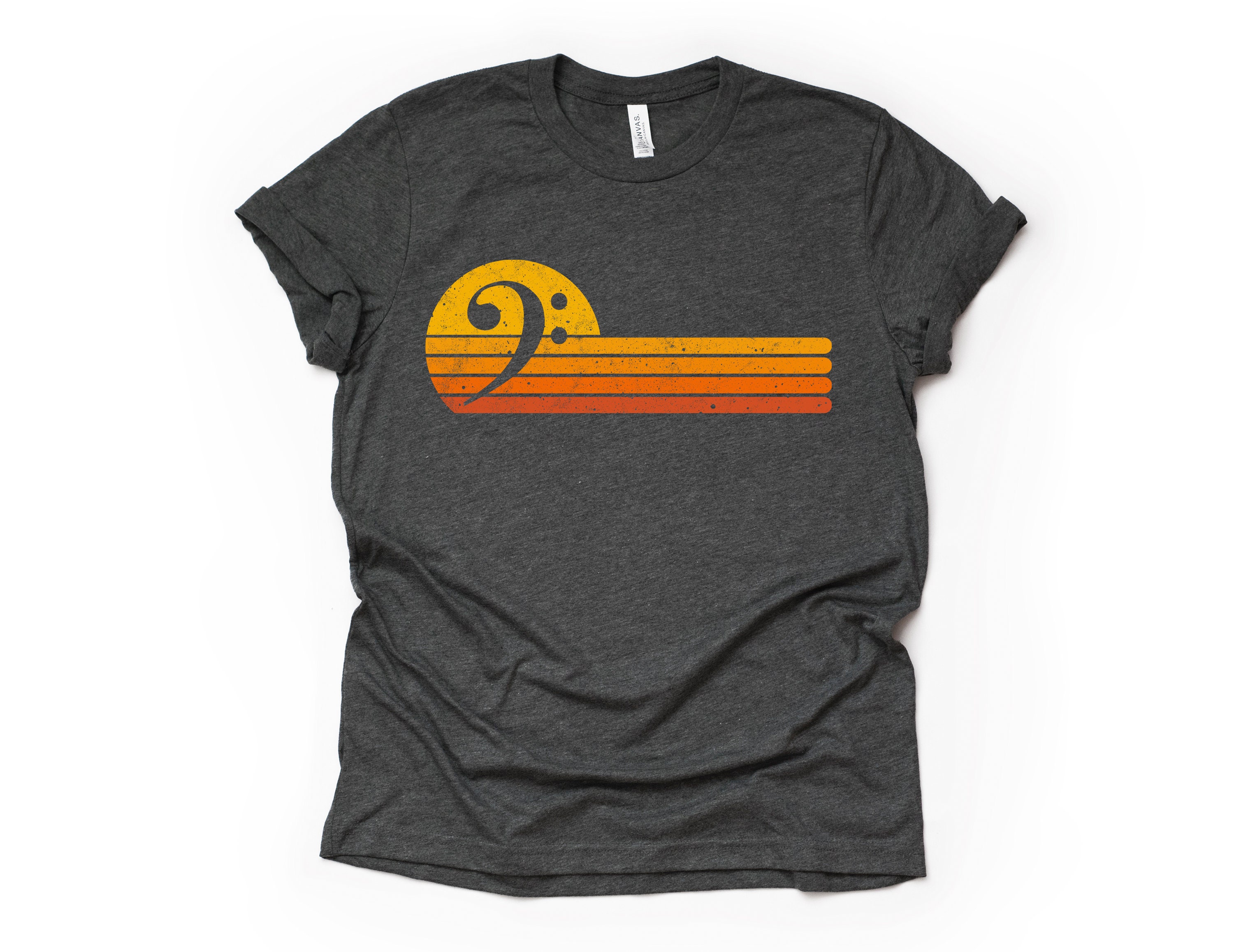 Retro Bass Clef T-shirt Unisex Creative Vintage Music Lover Musician ...