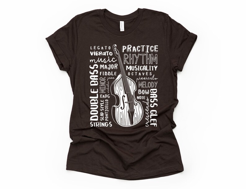 Unisex Double Bass Word Cloud Shirt, Upright Bass Art Tshirt ...