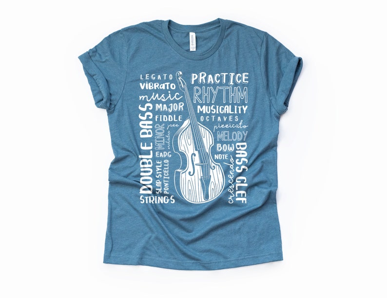 Unisex Double Bass Word Cloud Shirt, Upright Bass Art Tshirt ...