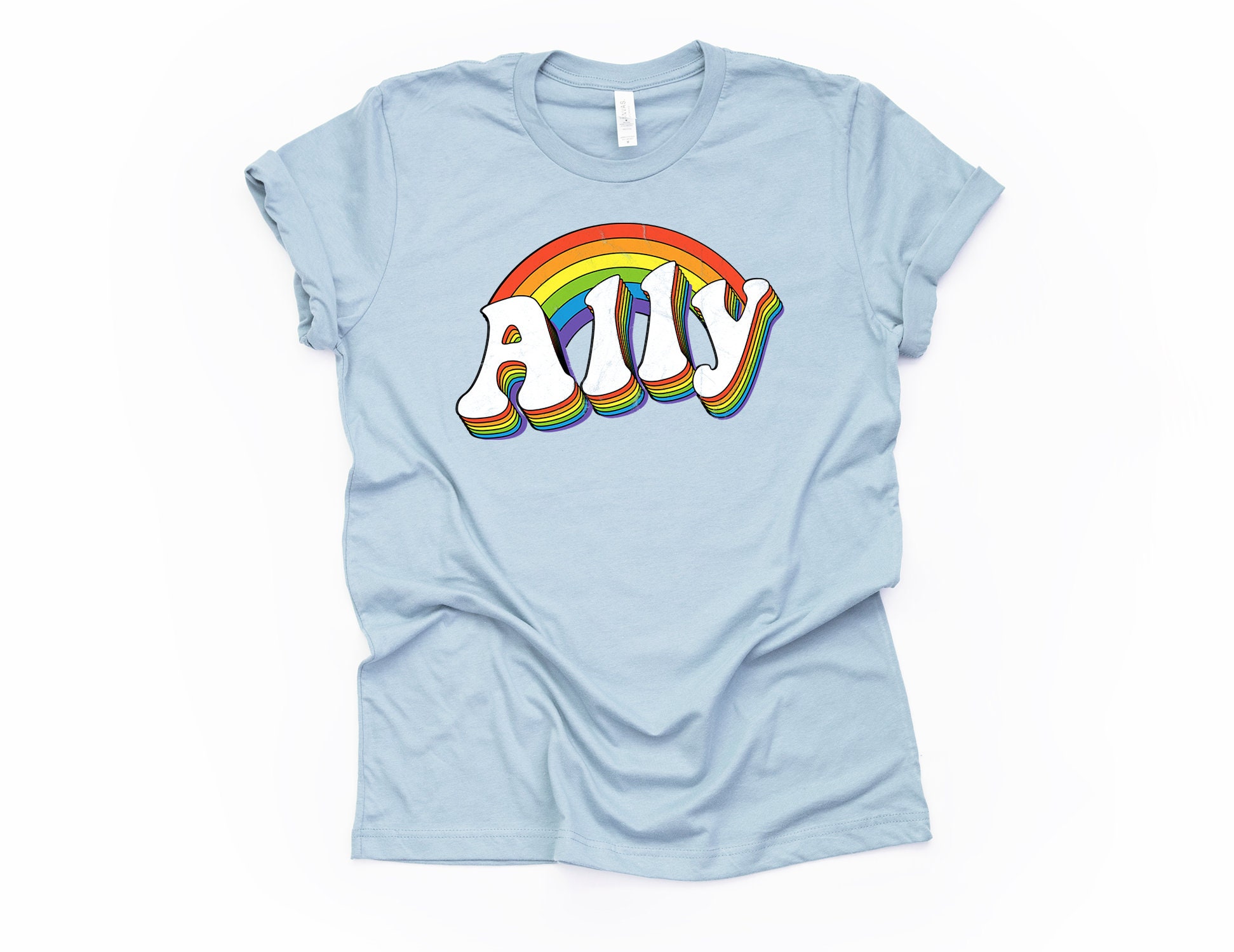 Unisex Retro LGBTQ Ally T-shirt 70s Gay Pride Flag Shirt - Etsy UK
