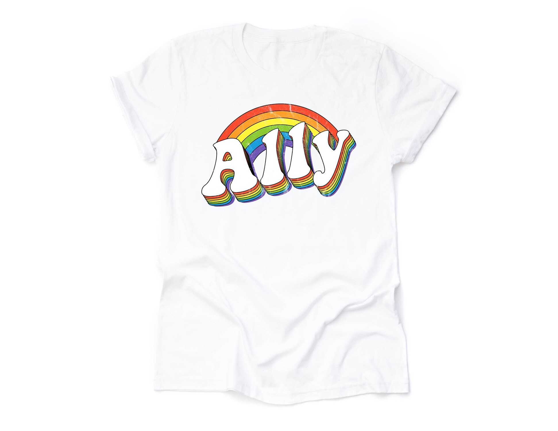 Unisex Retro LGBTQ Ally T-Shirt 70s Gay Pride Flag Shirt | Etsy