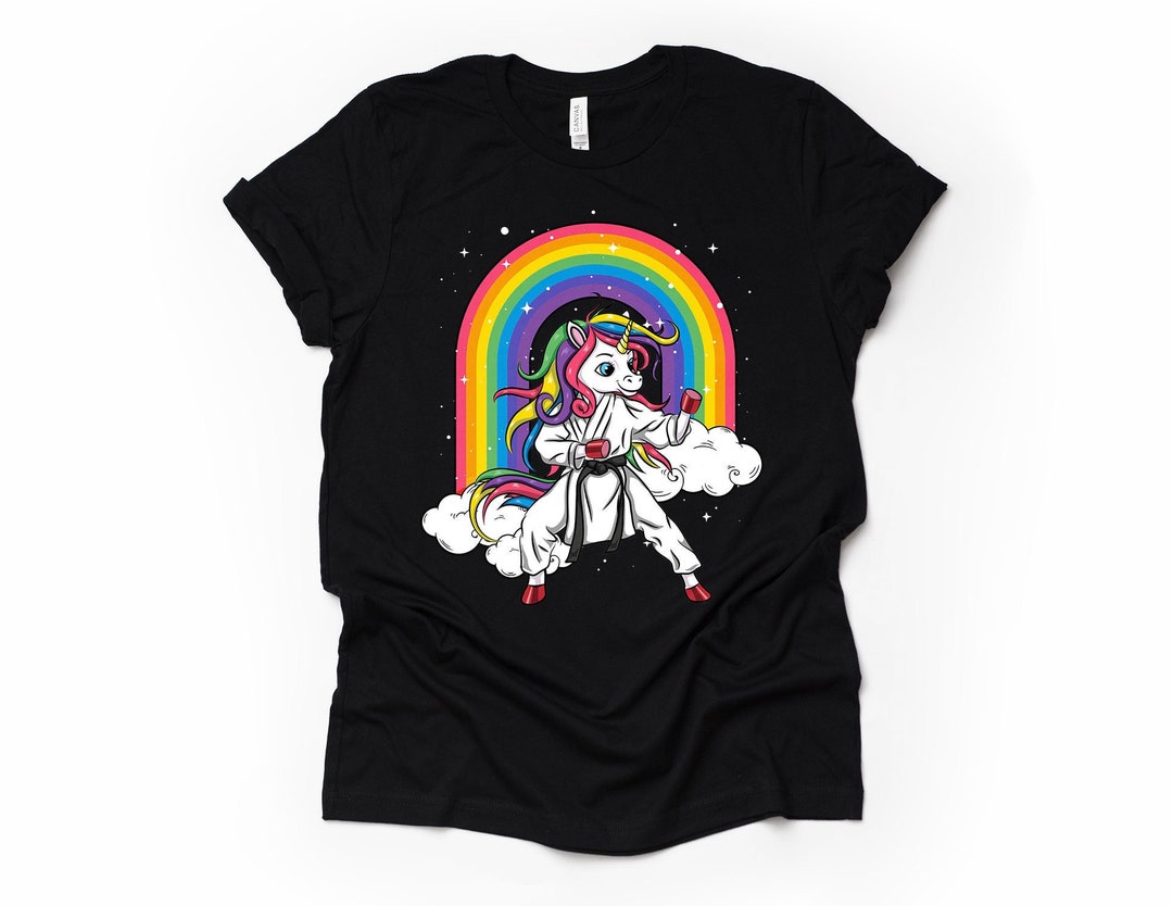 Unisex Karate Unicorn T-shirt Rainbow Taekwondo MMA Judo Shirt Jiu ...