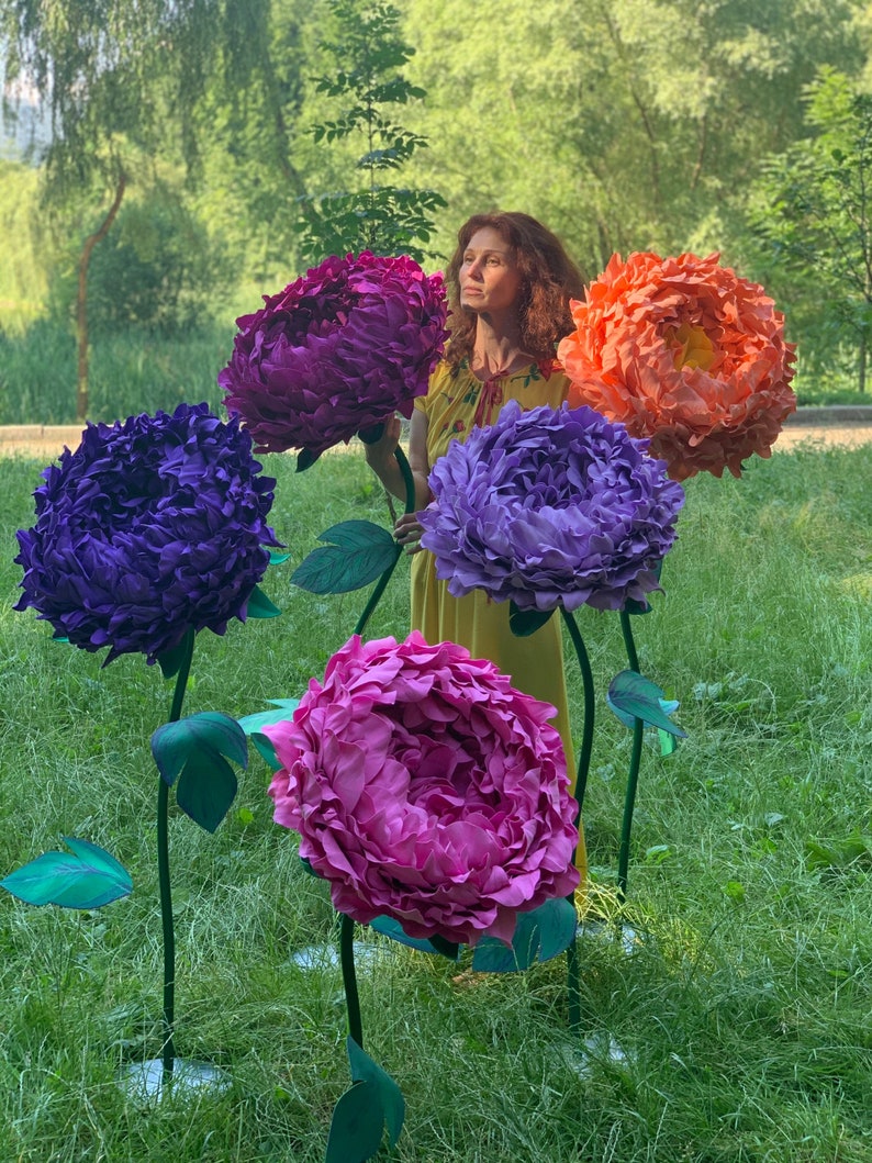 SET 6 Giant Foam Peonies Self Standing Large Garden Peonies | Etsy