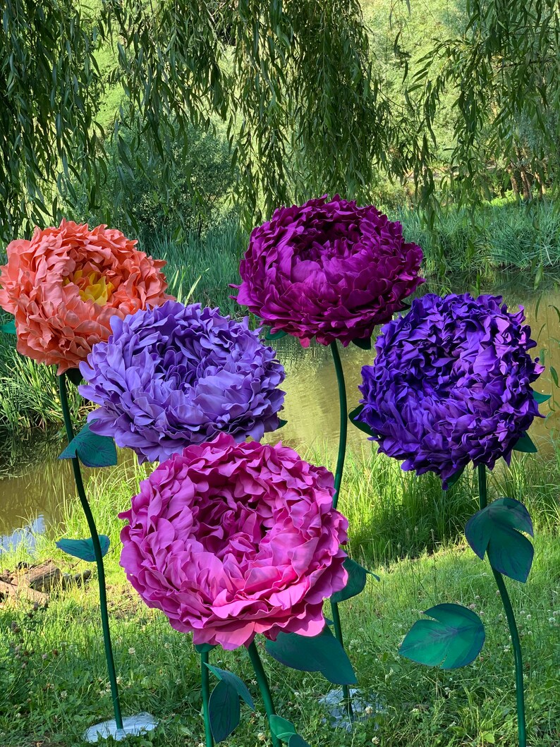 SET 6 Giant Foam Peonies Self Standing Large Garden Peonies | Etsy