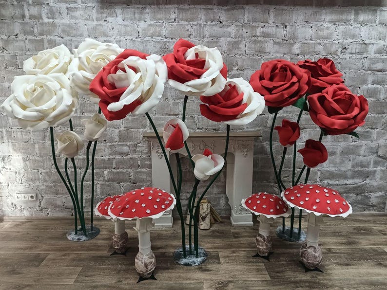 Giant Foam Rose With Stand: Alice in Wonderland Decor - Etsy