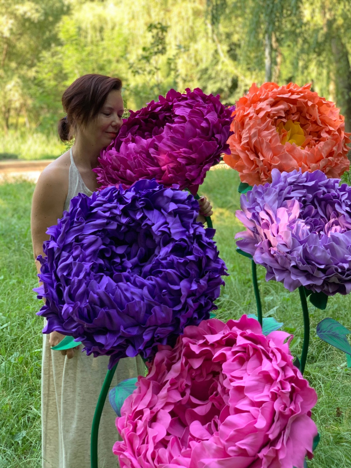 SET 6 Giant foam peonies self standing Large garden peonies | Etsy