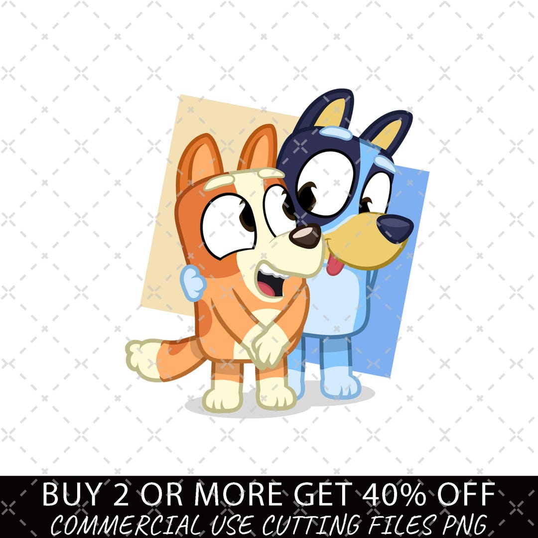 Bluey Love PNG, Blue Dog and Bingo Couple Png, Blue Dog Valentines Day ...