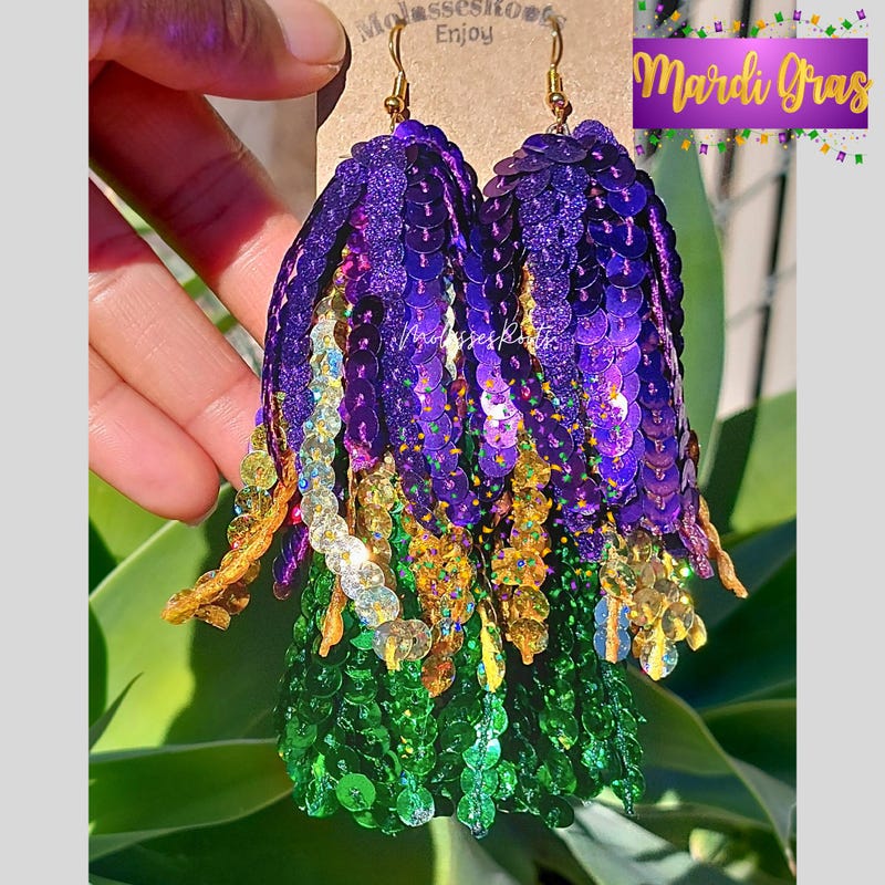Mardi Gras Hook Earrings - Etsy UK