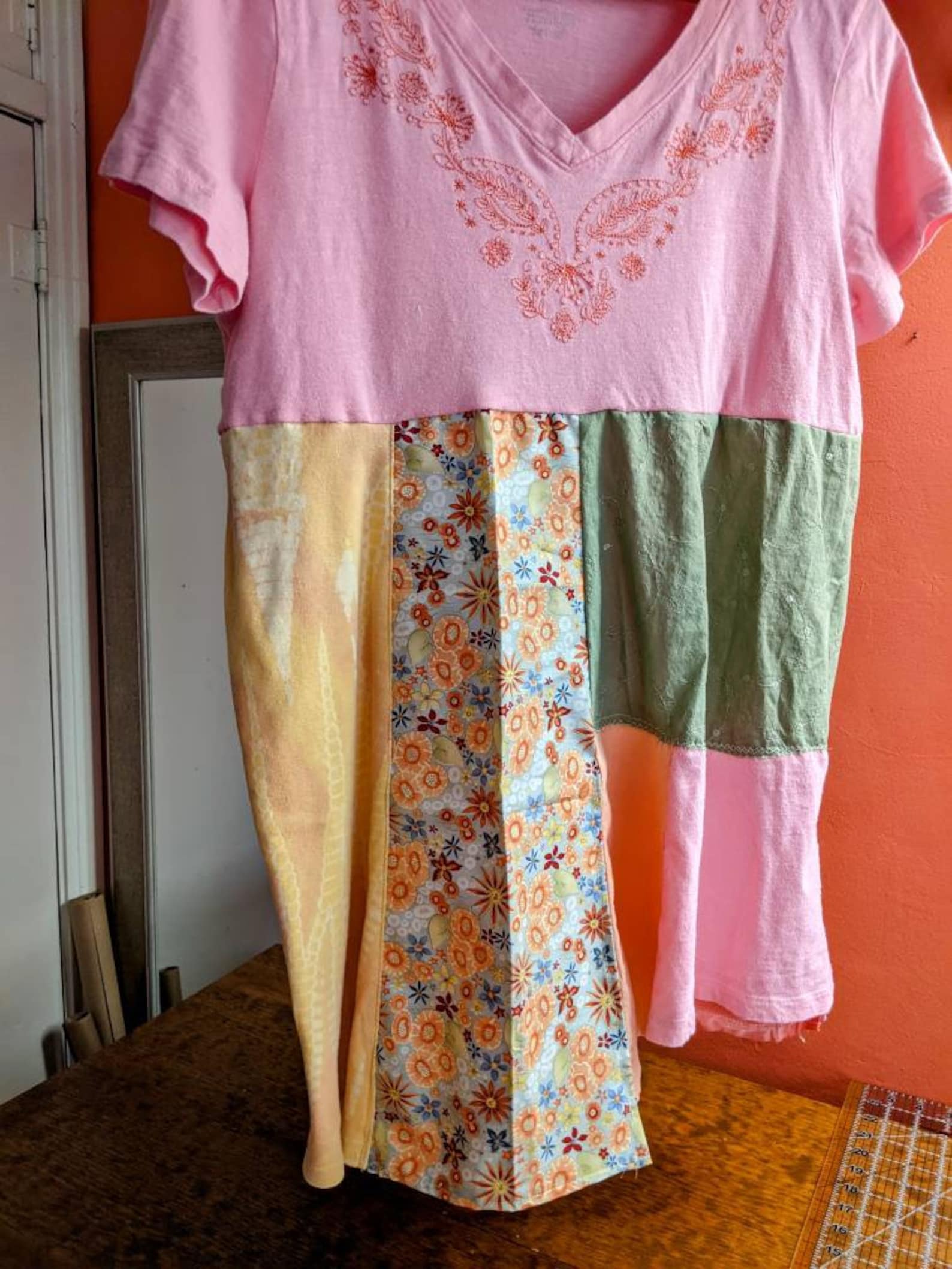 Patchwork Upcycled Hot Pink Tunic/Dress Hippie Boho | Etsy