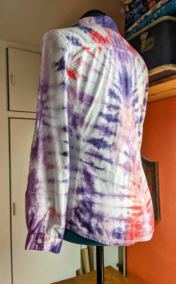 Tie-dye Button-up Blouse: Long Sleeve Cotton Top - Etsy