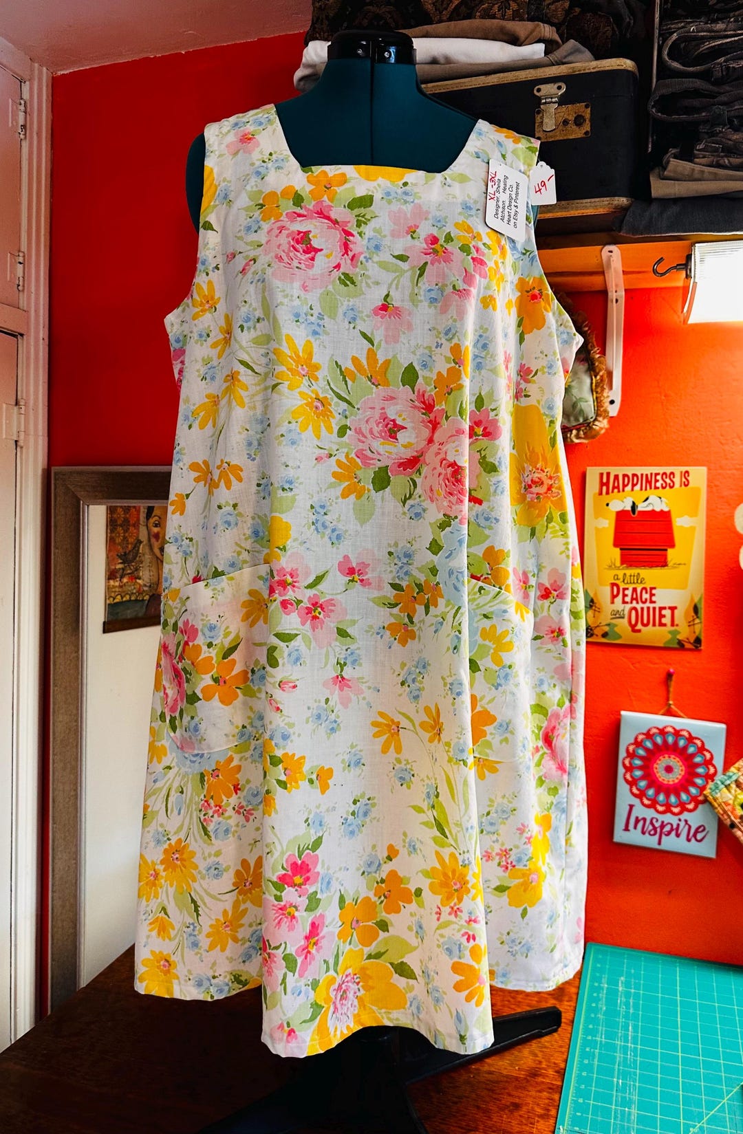 Upcycled Vintage Sheet Dress/ Mu Mu/nightie! XL- 3X Beautiful Flowery ...