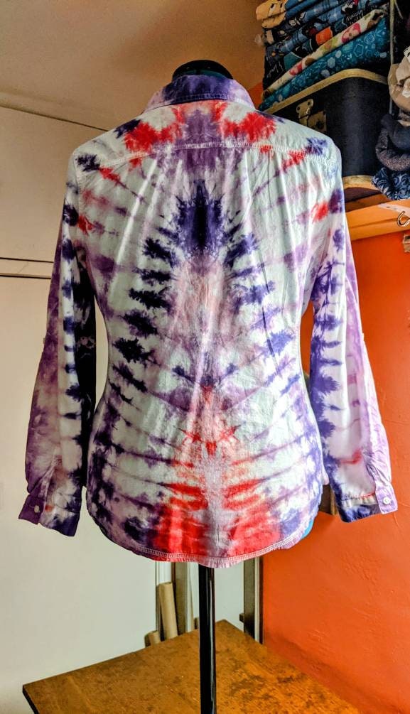 Tie-dye Button-up Blouse: Long Sleeve Cotton Top - Etsy