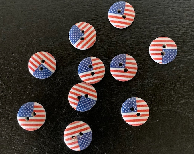 10 Round Flag Buttons, Flag Button, American Flag, Patriotic Buttons ...