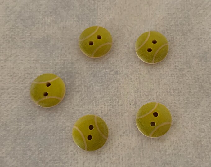 5 Tennis Ball Buttons, Sports Buttons, Ball Buttons, Wood Buttons, 16 ...