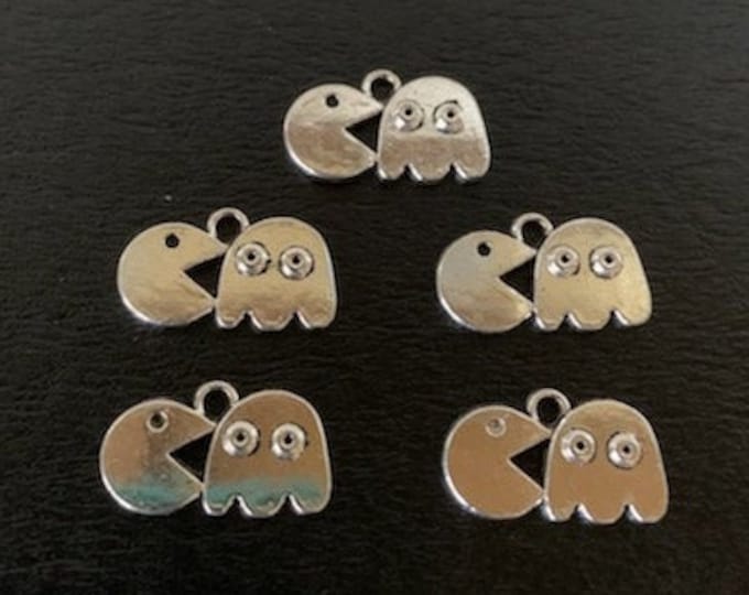 5 Pac Man Charms, Pac Man Charm, Pacman Charm, Video Game Charms, Retro ...