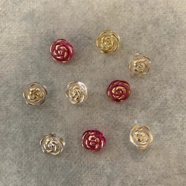 Pink Rose Buttons - Etsy