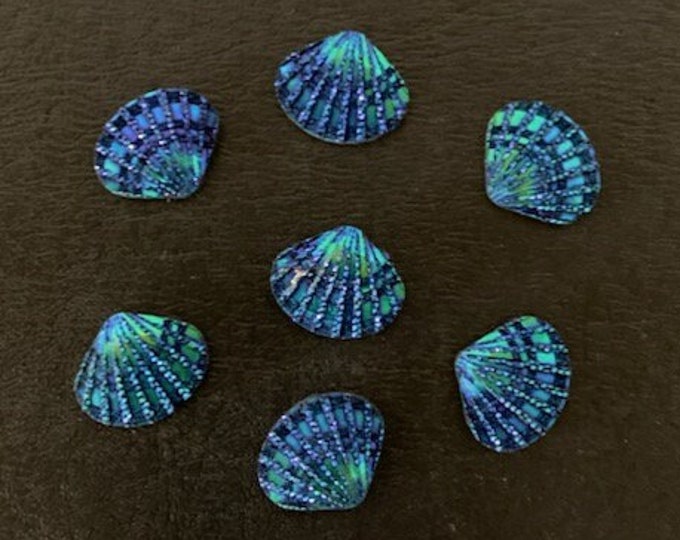 7 Seashell Flatbacks, Seashell Cabochon, Seashell Flats, Seashell ...
